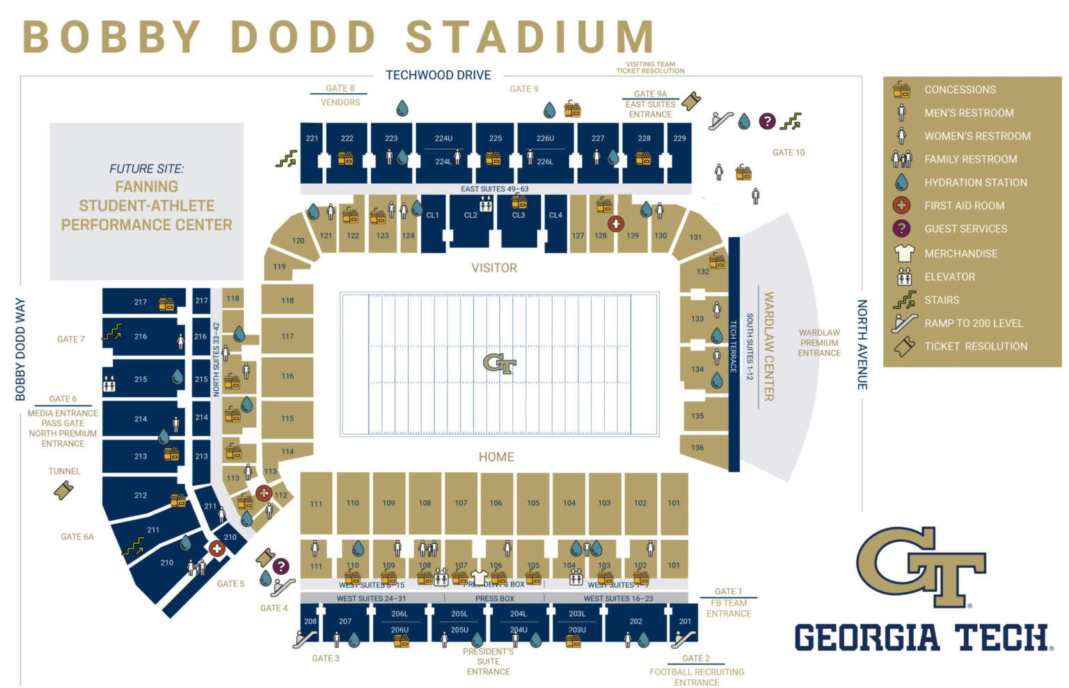Bobby Dodd Stadium at Hyundai Field Map – Georgia Tech Yellow Jackets